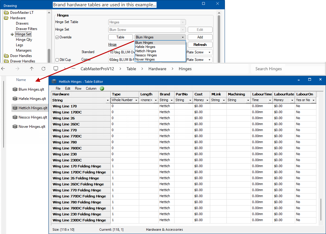 Hettich WingLine System Setup