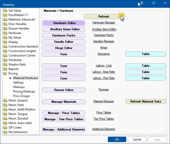 Hardware Editor : Manage Tables