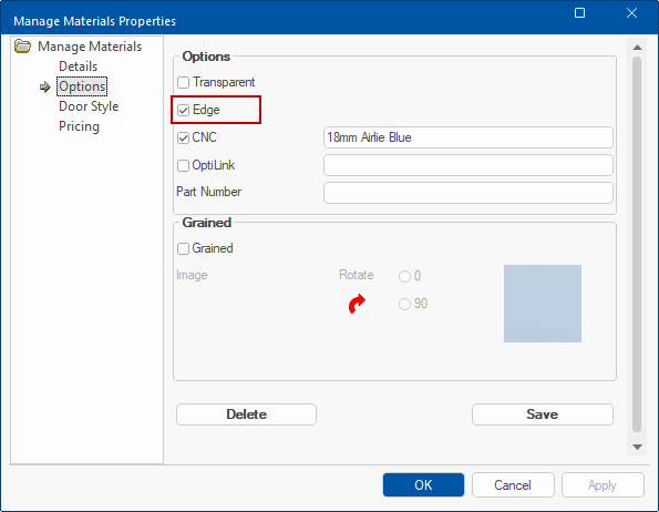 Door and Drawer Material Settings : Cabinet Design