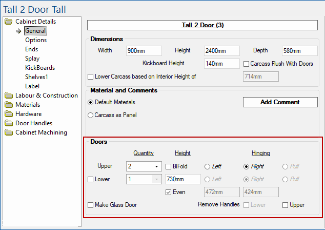 General Settings page : Cabinet Details