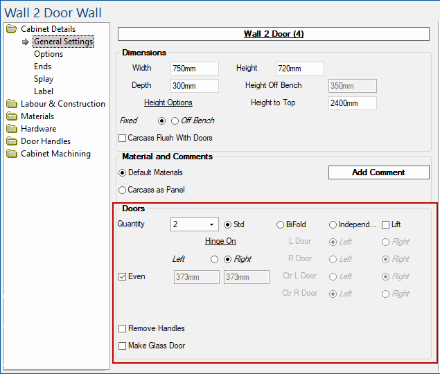 General Settings page : Cabinet Details