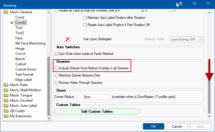 Drawer Runner Calculating Hole Position