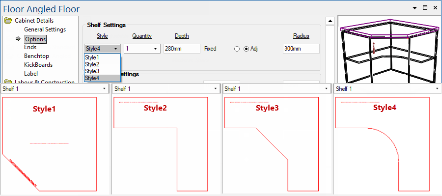 Shelves Construction Defaults