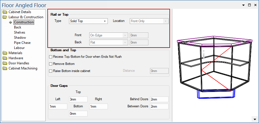 Top and Rail Construction Defaults
