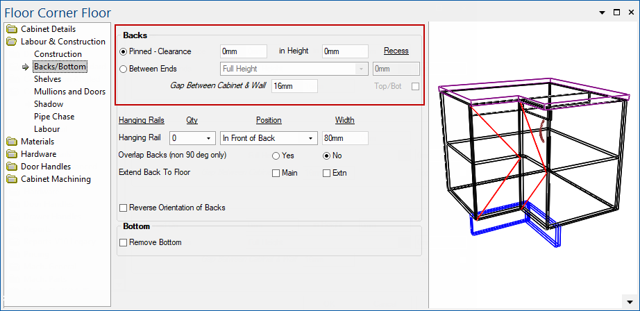 Backs Construction Defaults
