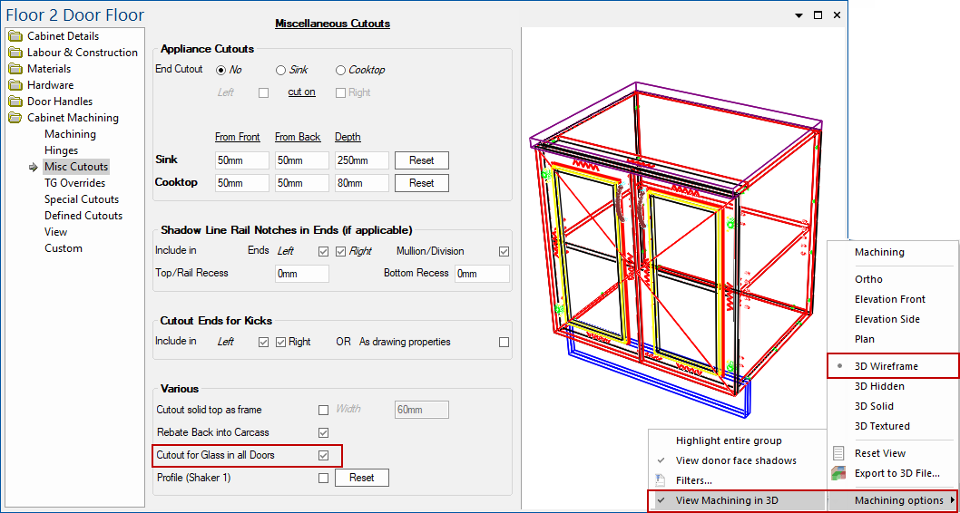 Machining Cutout-Doors page