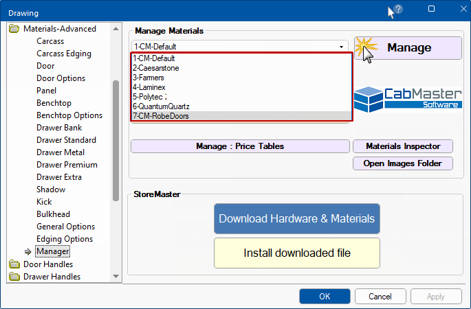 Material DataSource Creation