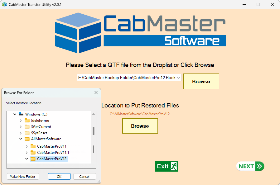 CabMaster Transfer Utility