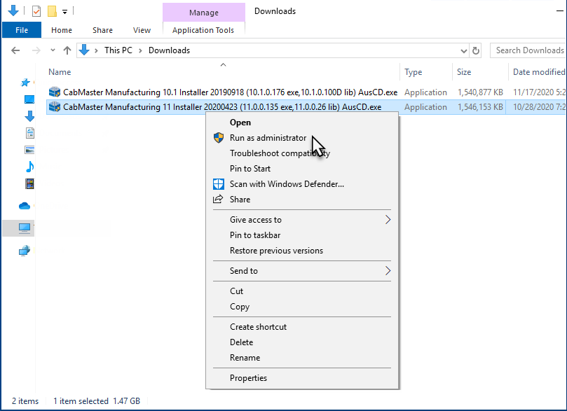 Installing CabMaster
