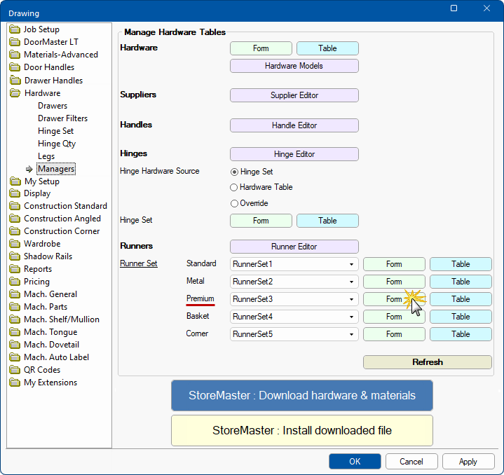 StoreMaster : Install Tables into CabMaster