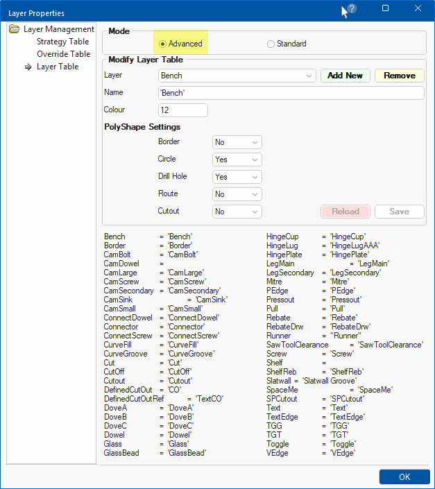 Layer Table Management