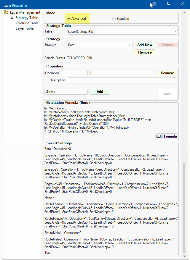 Strategy Table Management