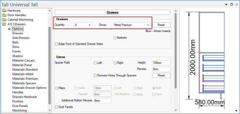 Universal Internal Drawers / Robe